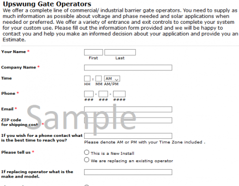 Estimate form page automatic barrier gates | barrier-gate